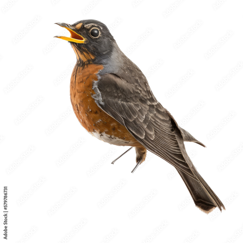 isolated American robin bird, macro, png, transparent background ...