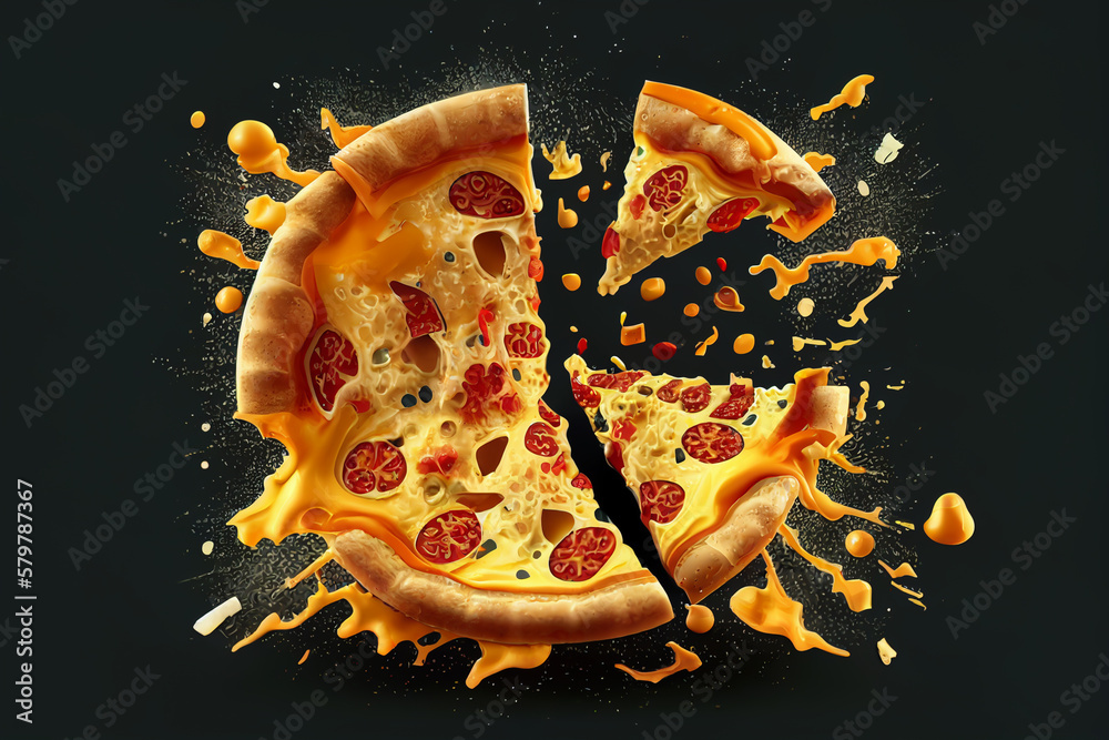 Pizza Pattern for pizzeria menu. Pieces of Italian pizza scatter to ...