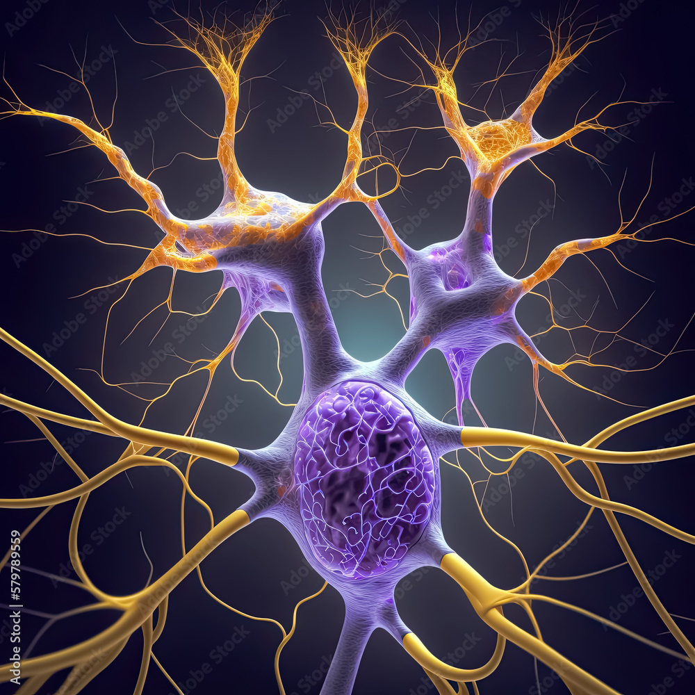 Neuron network brain cells. Human nervous system and brain activity ...