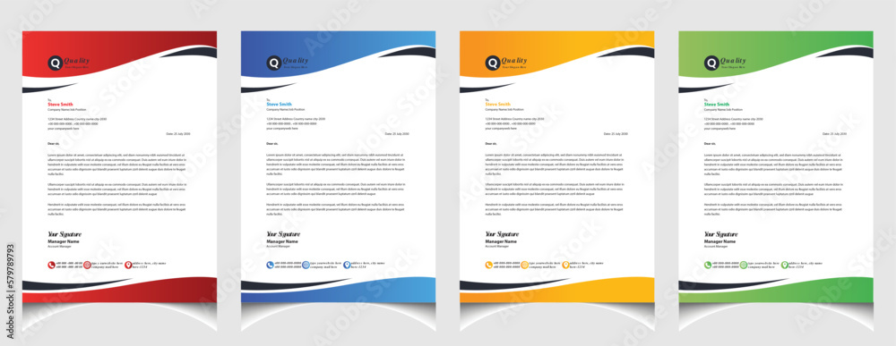 Corporate business colourful letterhead template with a4 size ...