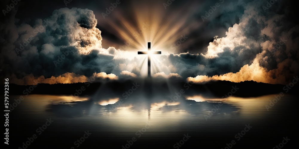 ? of Jesus A bright sky beaming with light between bountiful clouds and ...