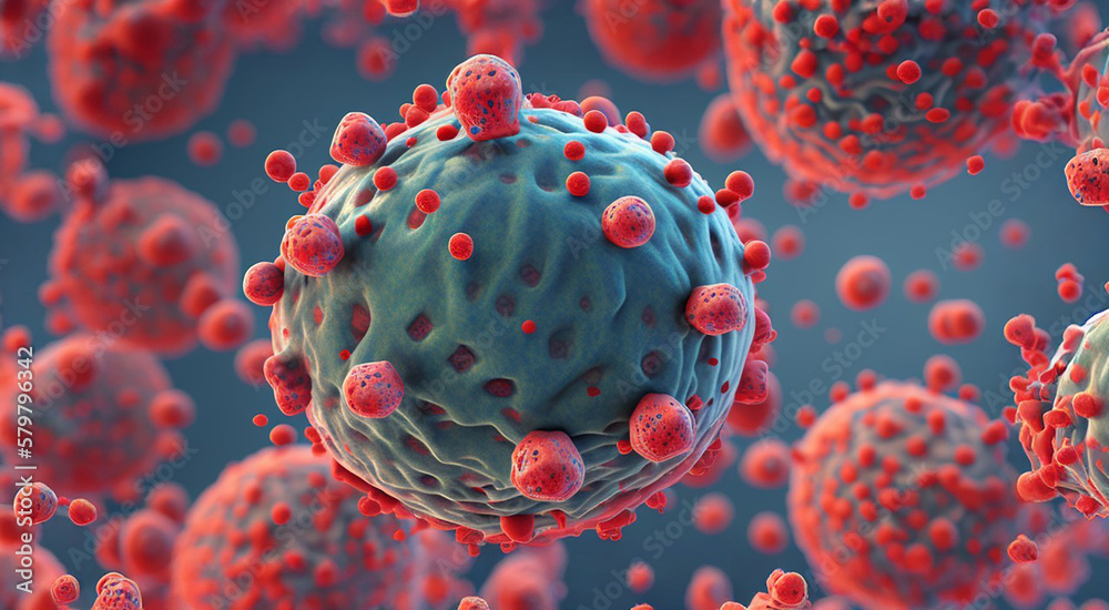 HIV Virus Particles Budding away from T Lymphocytes Cell created with ...