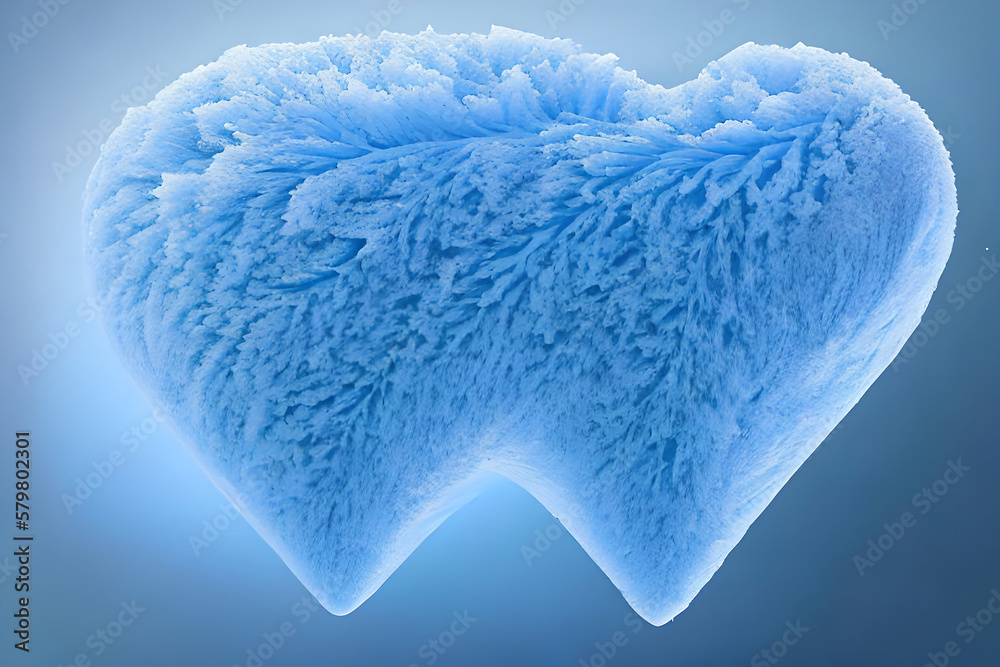 Hearts together in a decorative winter scene, an abstract fantasy of ...