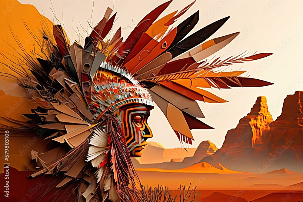 Beautiful Native American Indian abstract art, generative ai Stock ...