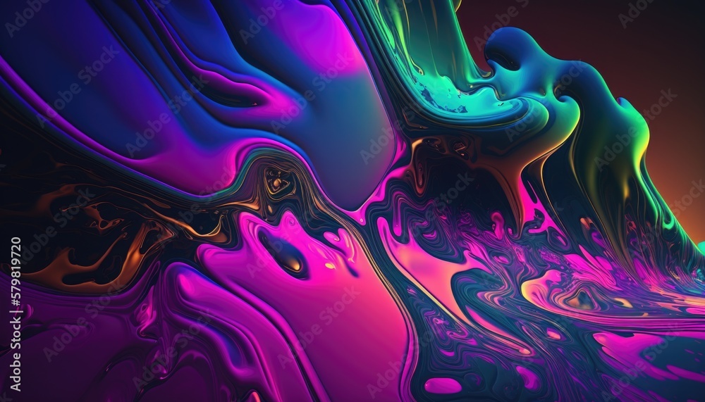 Abstract neon liquid wavy background. Liquid art, marbling texture ...