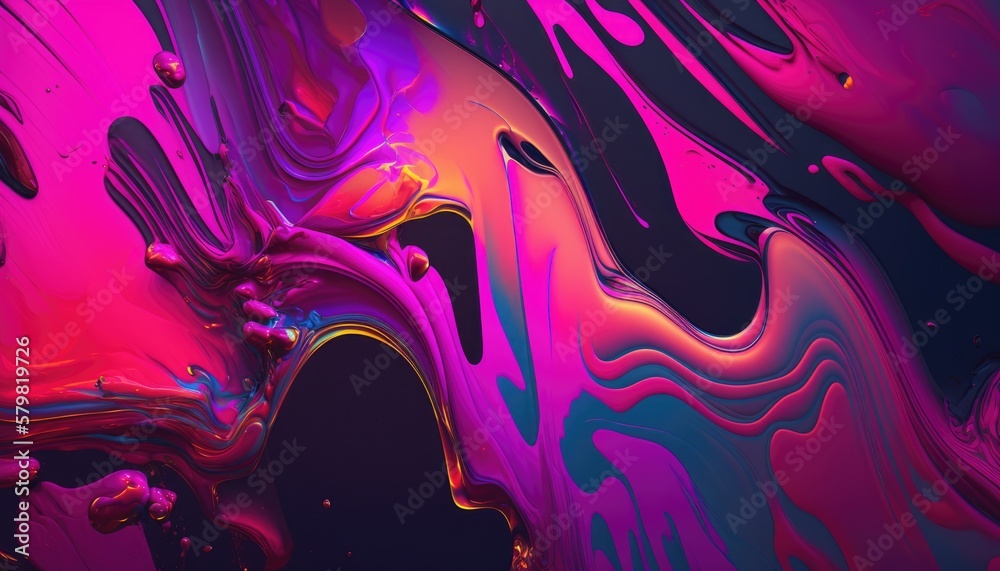 Abstract neon liquid wavy background. Liquid art, marbling texture ...