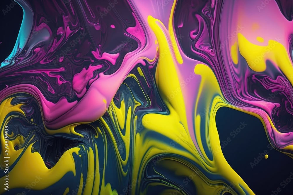 Abstract neon liquid wavy background. Liquid art, marbling texture ...