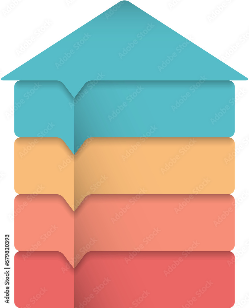 Infographic template with house divided on four elements with place for ...