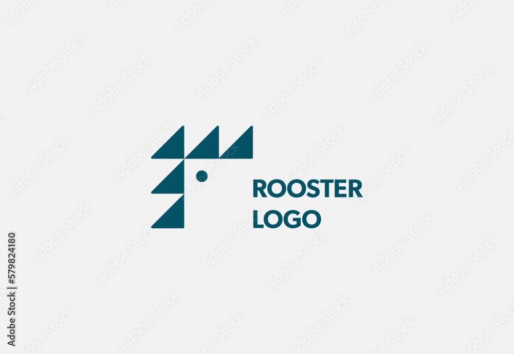 geometric rooster logo vector in green color Stock Vector | Adobe Stock