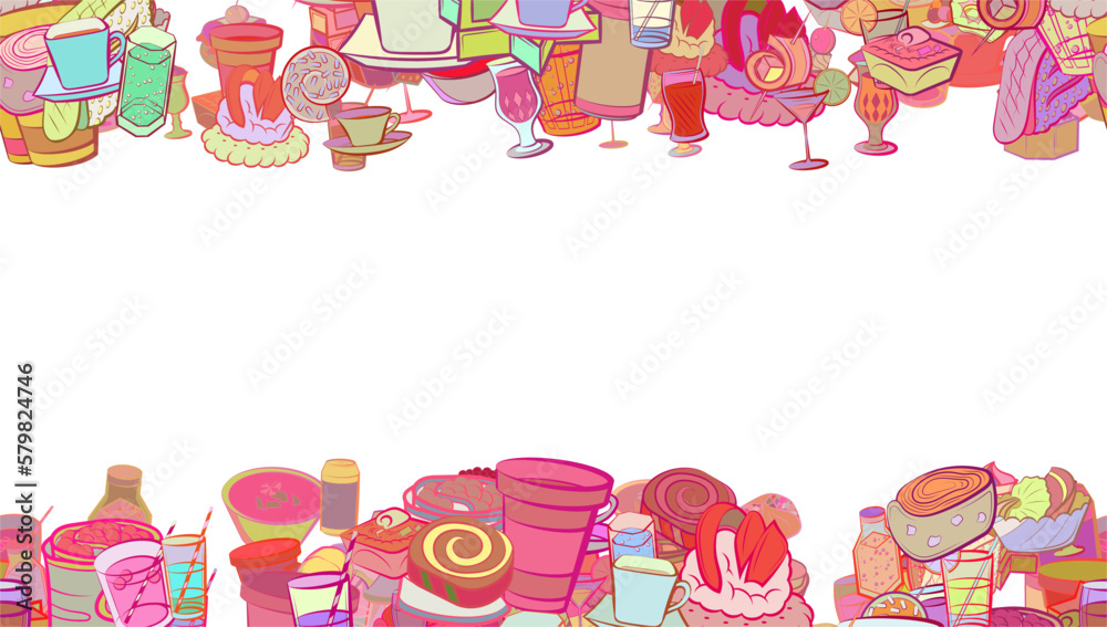 Background pattern abstract design texture. Snacks and Drinks ...