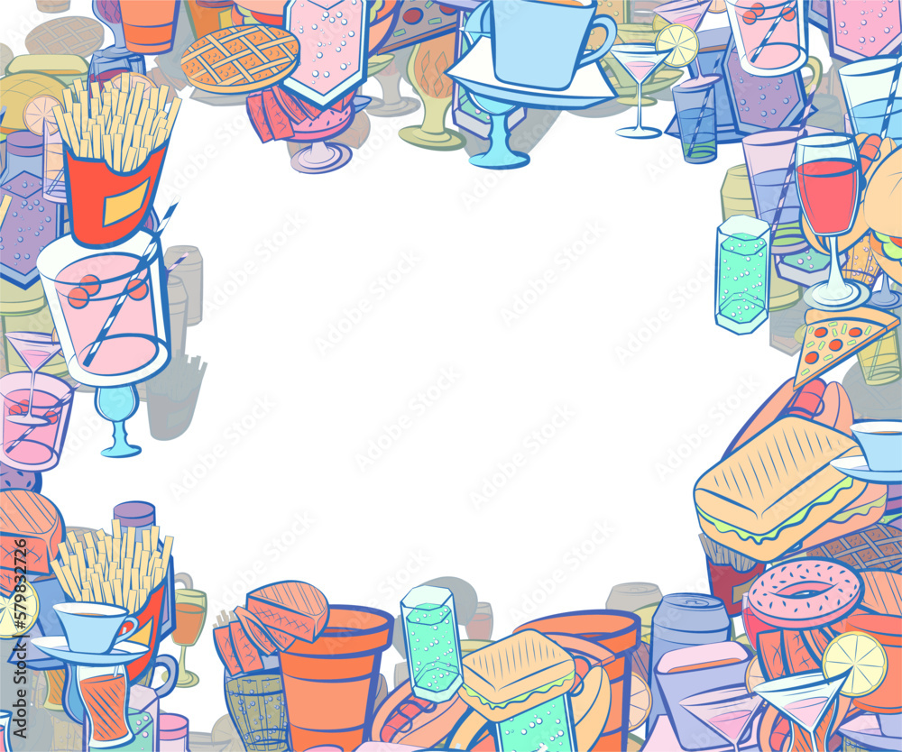 Background pattern abstract design texture. Drinks and American food ...