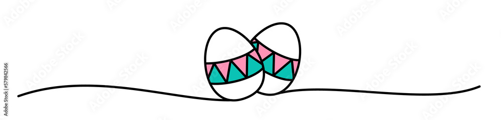Doodle Easter Eggs line art banner in scribble style hand drawn with ...
