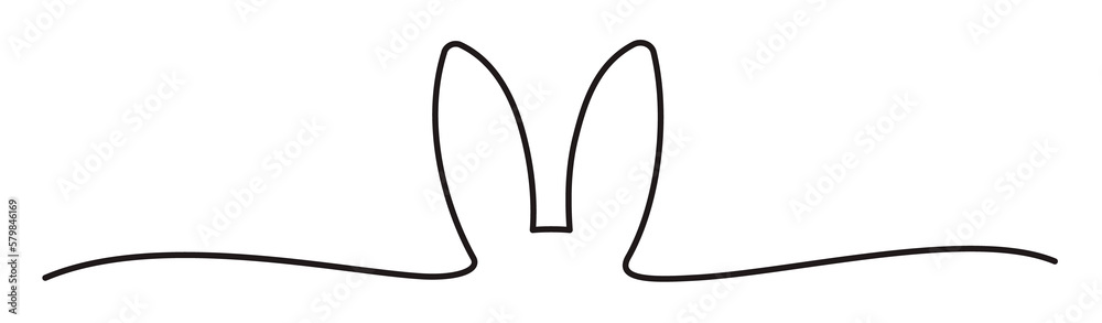 Easter Bunny Ears line art banner in scribble style hand drawn with ...