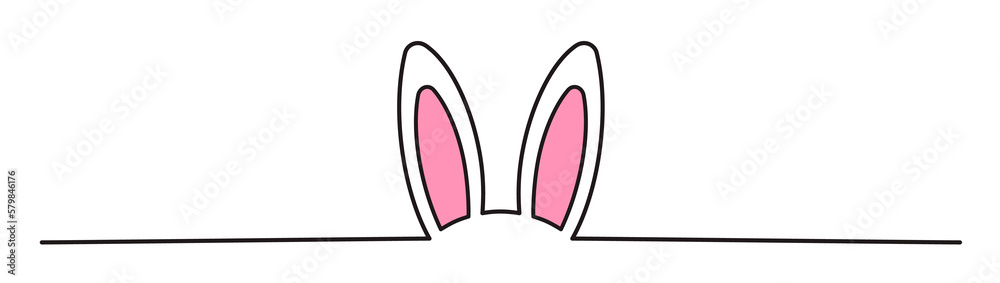 Easter Bunny Ears line art banner in scribble style hand drawn with ...