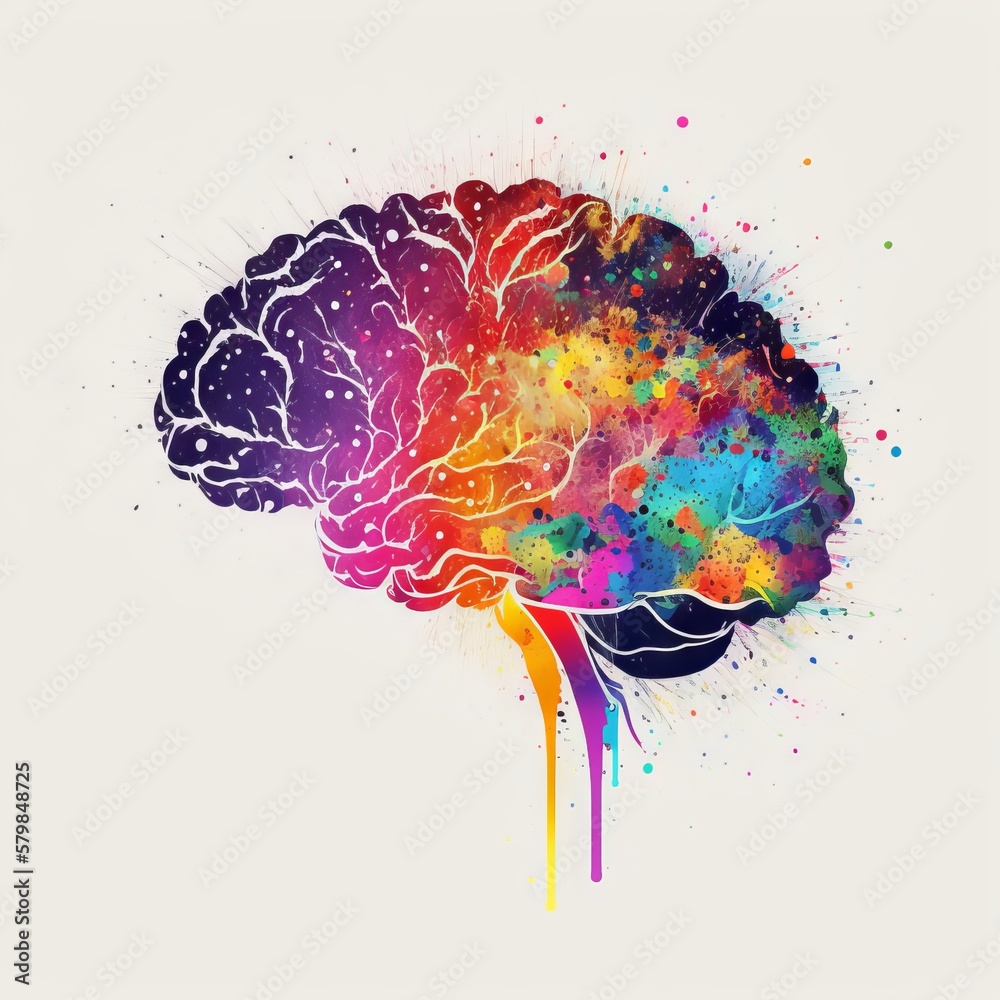 Photo & Art Print A digital illustration of the human brain with ...