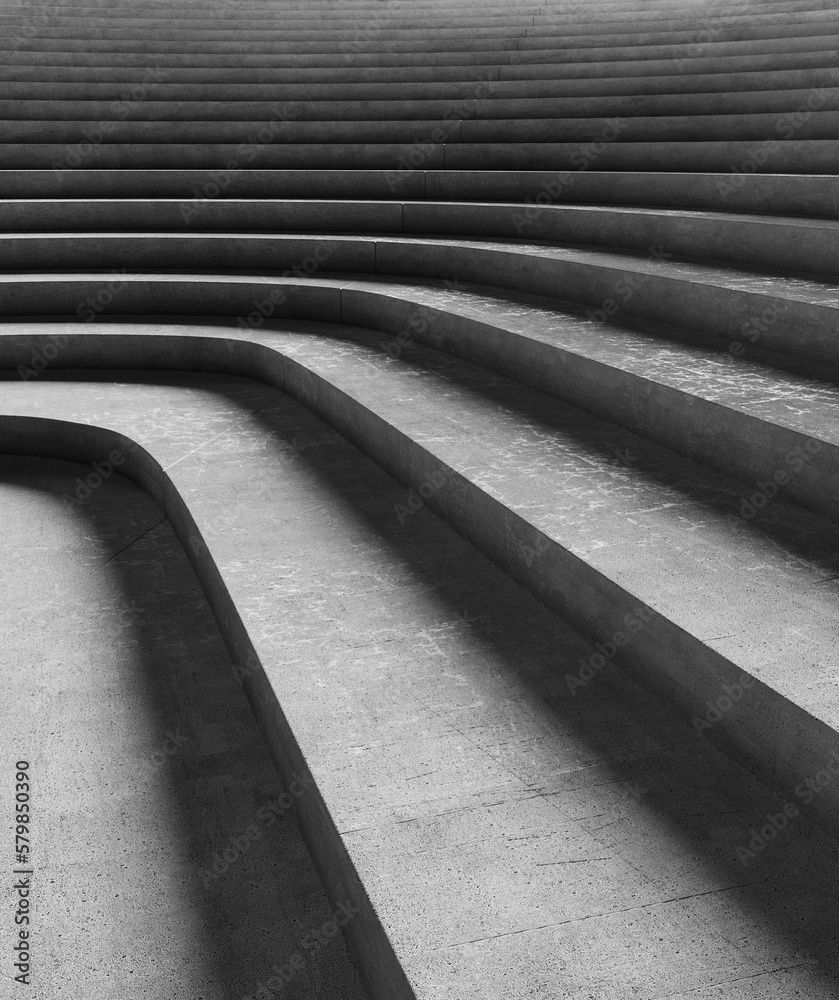 Architectural design of curvilinear stairs. Stair step concrete ...