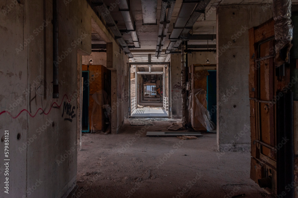 Old destroyed unfinished hospital in the Croatian capital Zagreb in ...