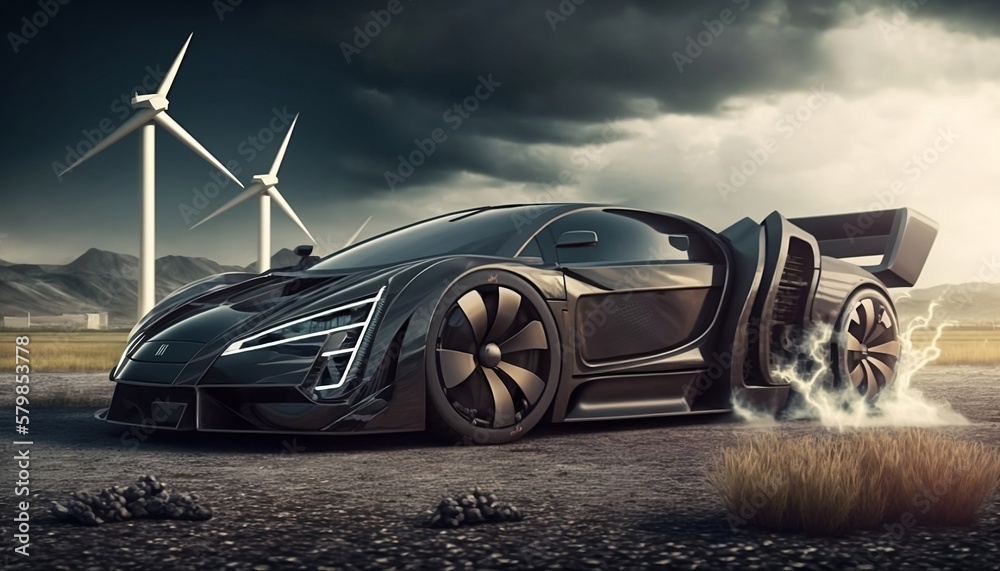 Generative AI art of electric hypercar representing the future Stock ...