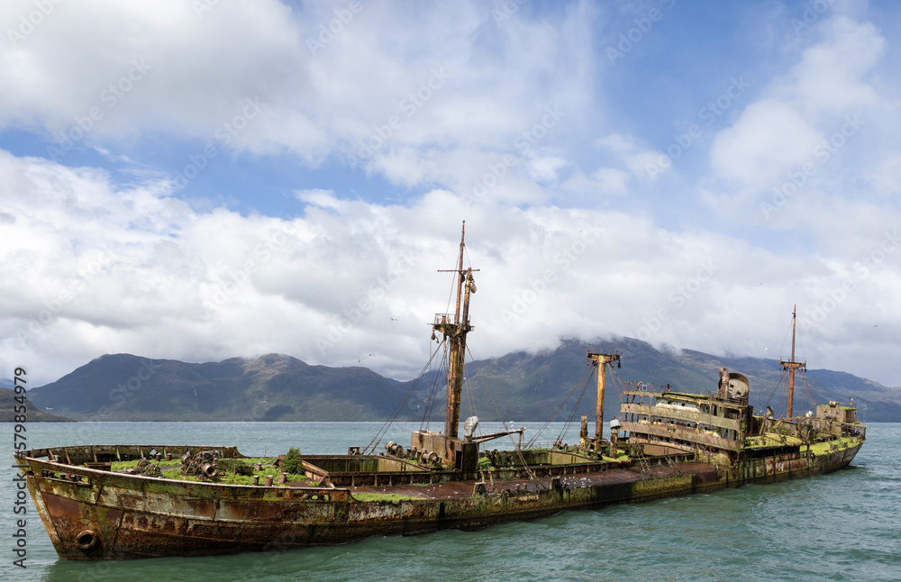 Wreck of MV Captain Leonidas, a freighter that ran aground on the Bajo ...