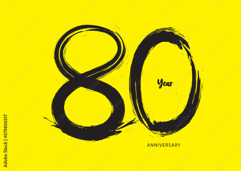 80 year anniversary celebration logotype on yellow background, 80 ...
