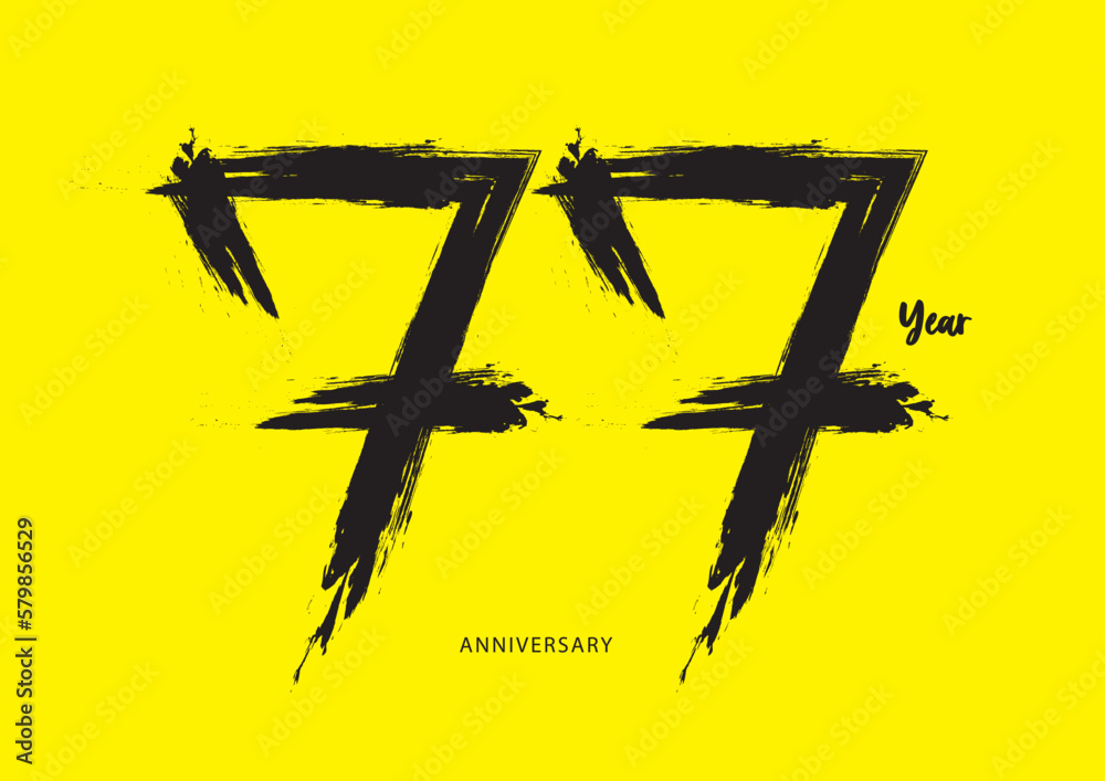 77 year anniversary celebration logotype on yellow background, 77 ...