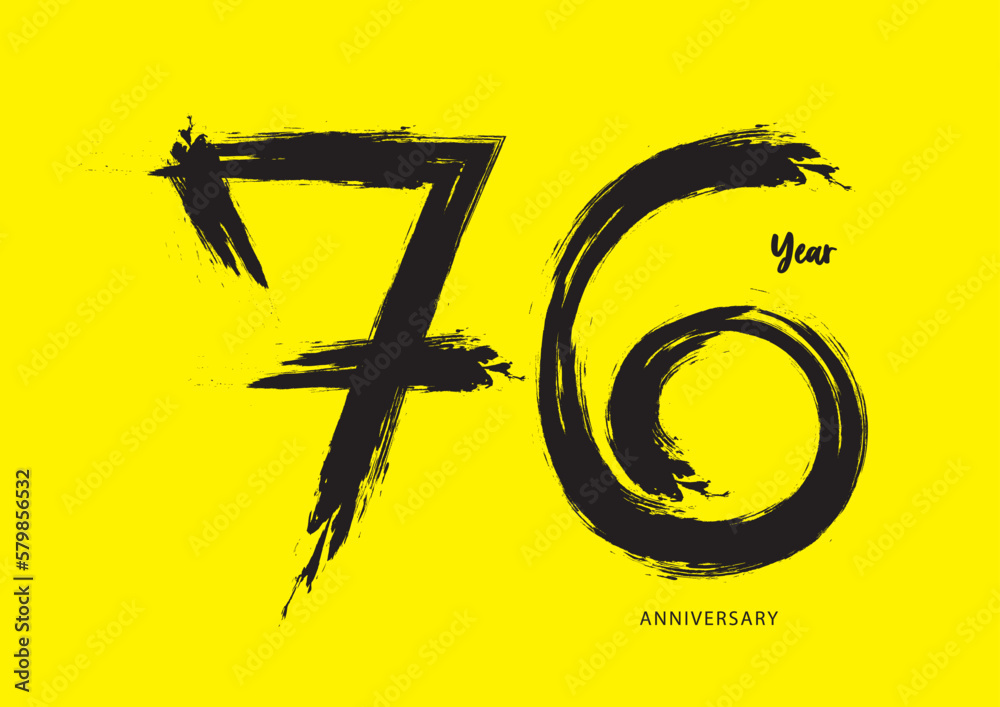 76 year anniversary celebration logotype on yellow background, 76 ...