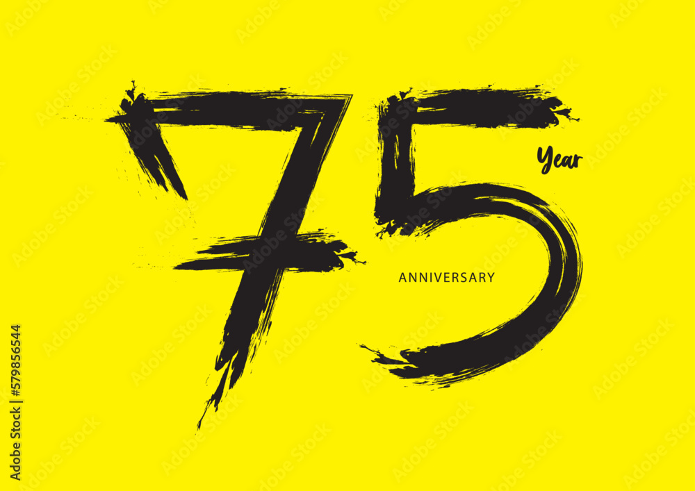 75 year anniversary celebration logotype on yellow background, 75 ...