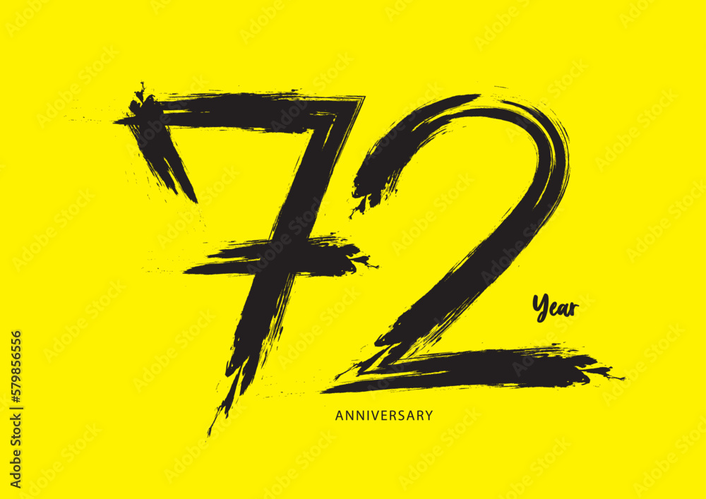 72 year anniversary celebration logotype on yellow background, 72 ...