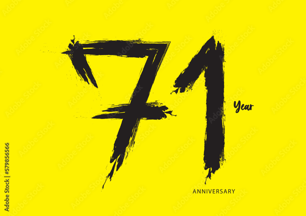 71 year anniversary celebration logotype on yellow background, 71 ...