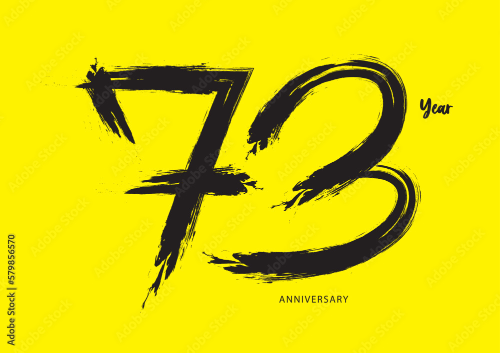 73 year anniversary celebration logotype on yellow background, 73 ...