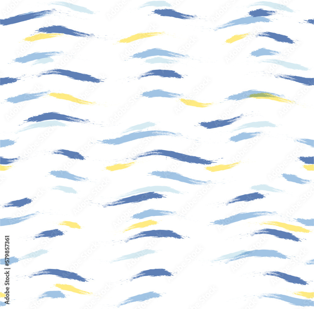 Seamless Wave Stripe Pattern, Water vector background. curve brush ...