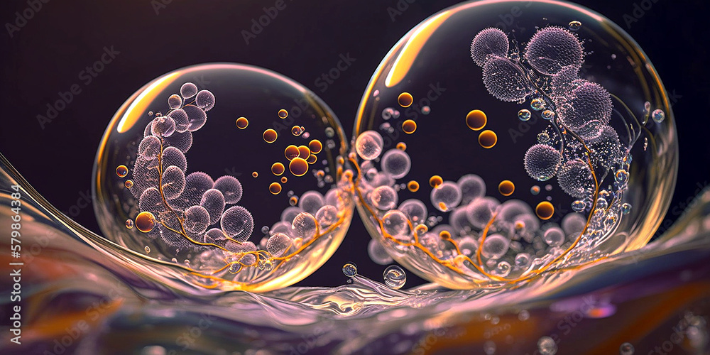 Pretty bubbles background with dark colors, 3d round circles, liquid ...