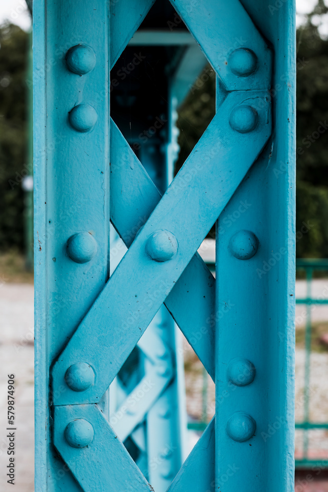 Steel structure of the bridge on the hydrotechnical facility in Wrocław ...
