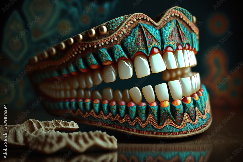 Teeth in boho style, concept of Bohemian style and dental care, created ...
