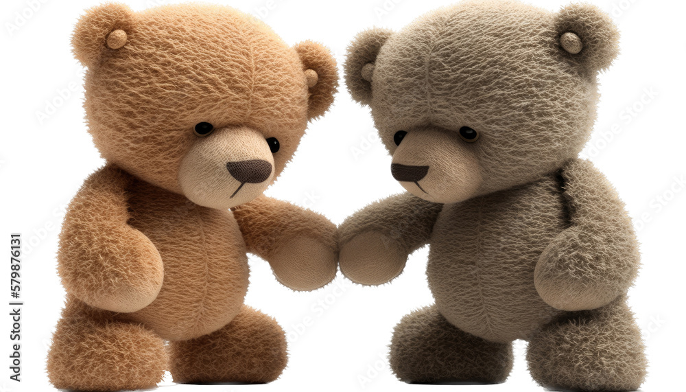 a spring-themed illustration featuring two isolated cute teddy bears ...