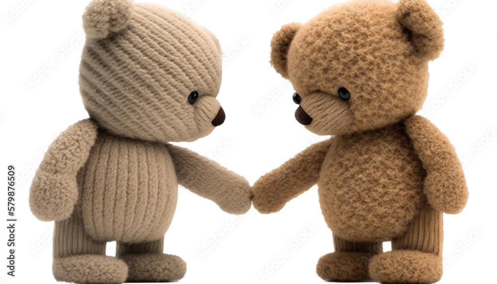 a spring-themed illustration featuring two isolated cute teddy bears holding hands set on a ...