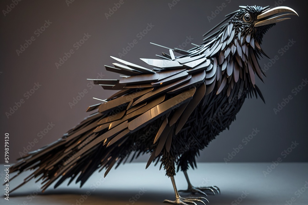 Raven made of knives, concept of Mystical and Menacing, created with ...