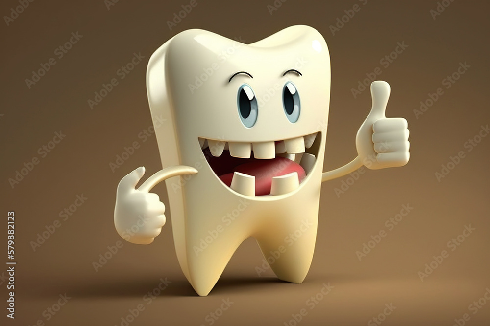 Happy tooth cartoon character with a toothless smile, created with ...