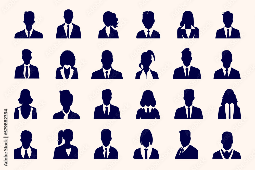 Business people avatar profile head icon silhouette set business man ...