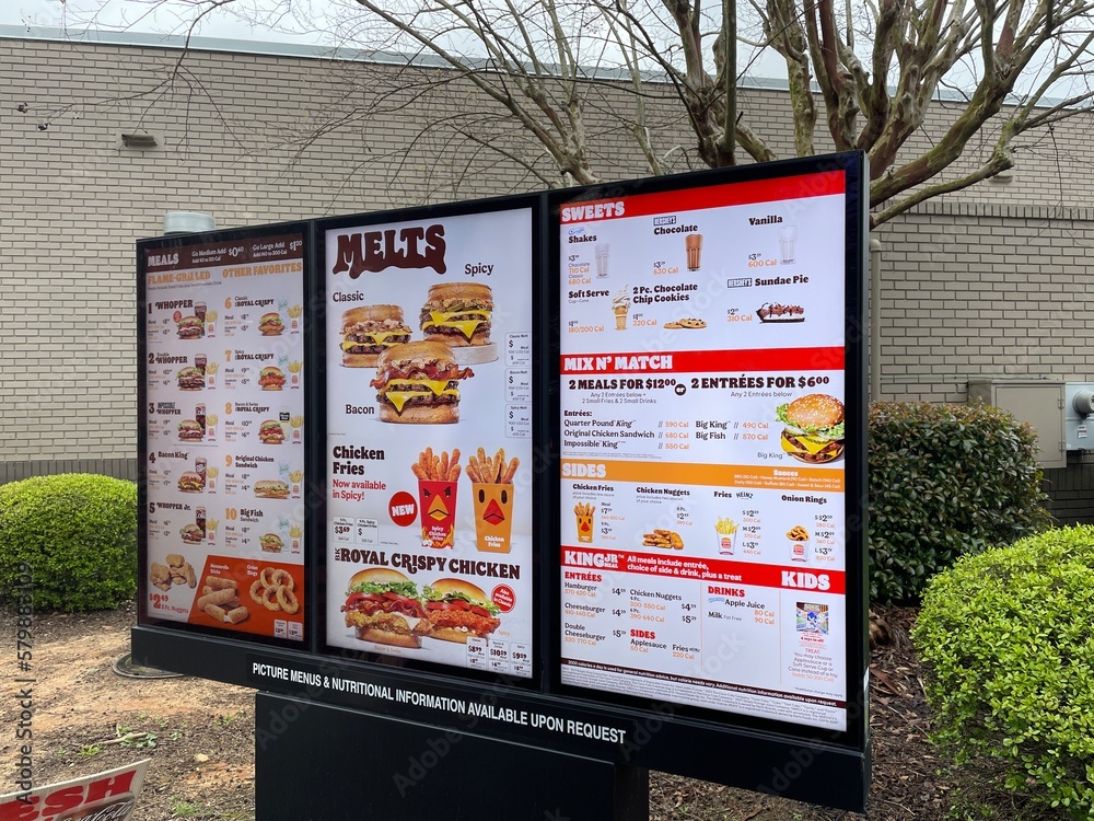 Grocery store Burger King drive thru menu Stock Photo | Adobe Stock