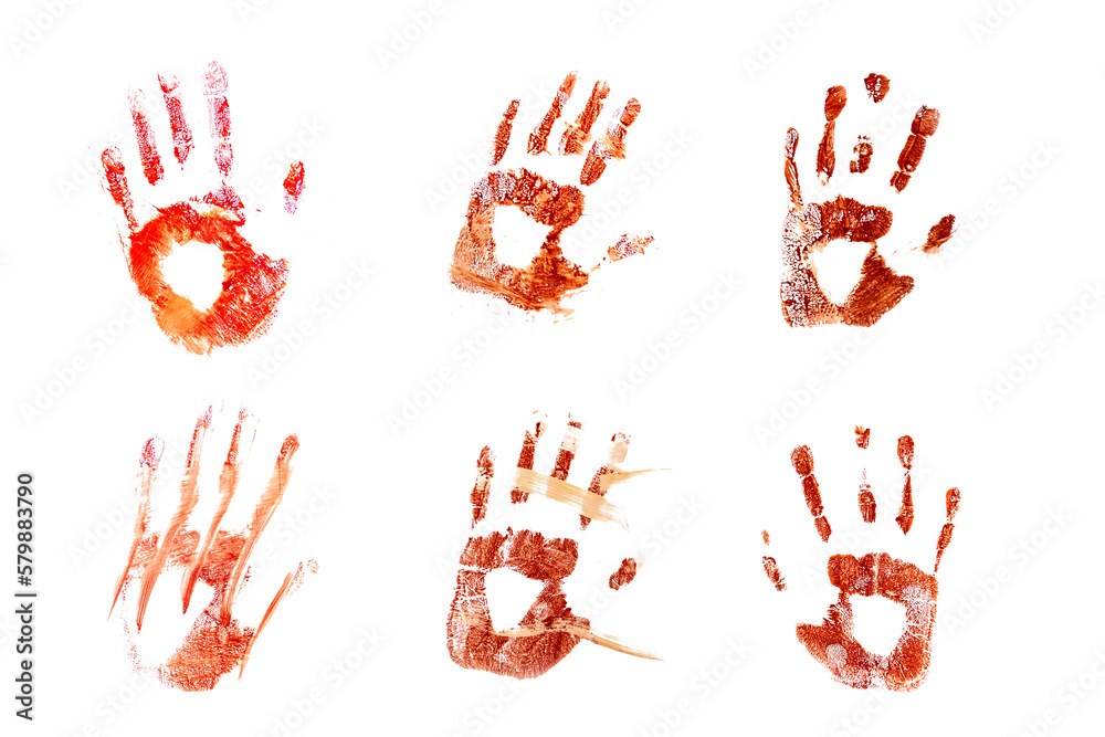 Poster Bloody handprints isolated on transparent background – Wall Art ...