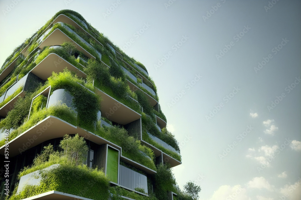 Eco-friendly green building with vertical garden design for ...
