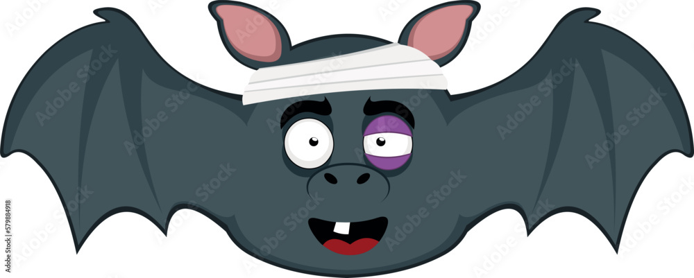 Poster vector illustration cartoon character of an injured bat vampire ...