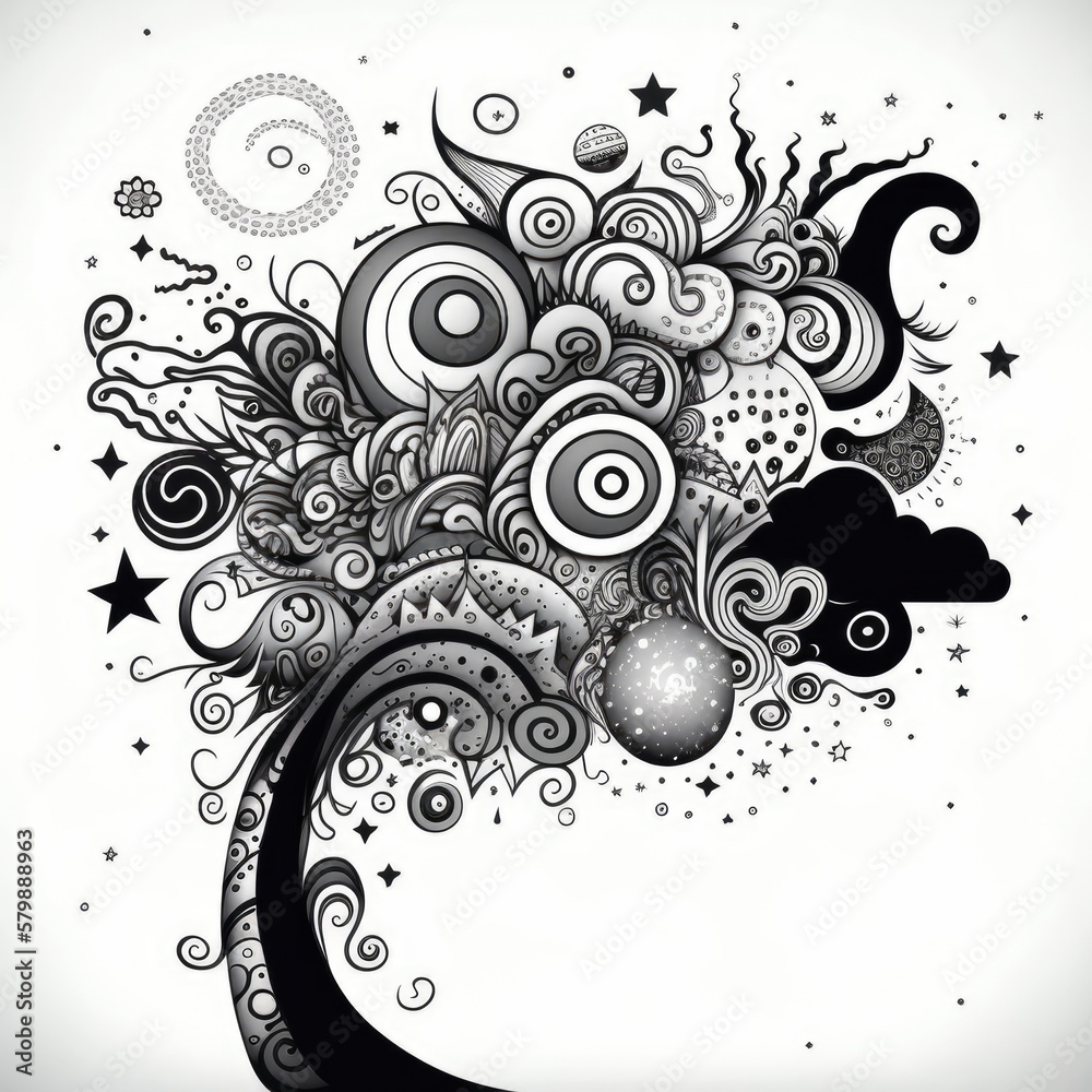 abstract of doodles, white background, art, vector illustration, Made ...