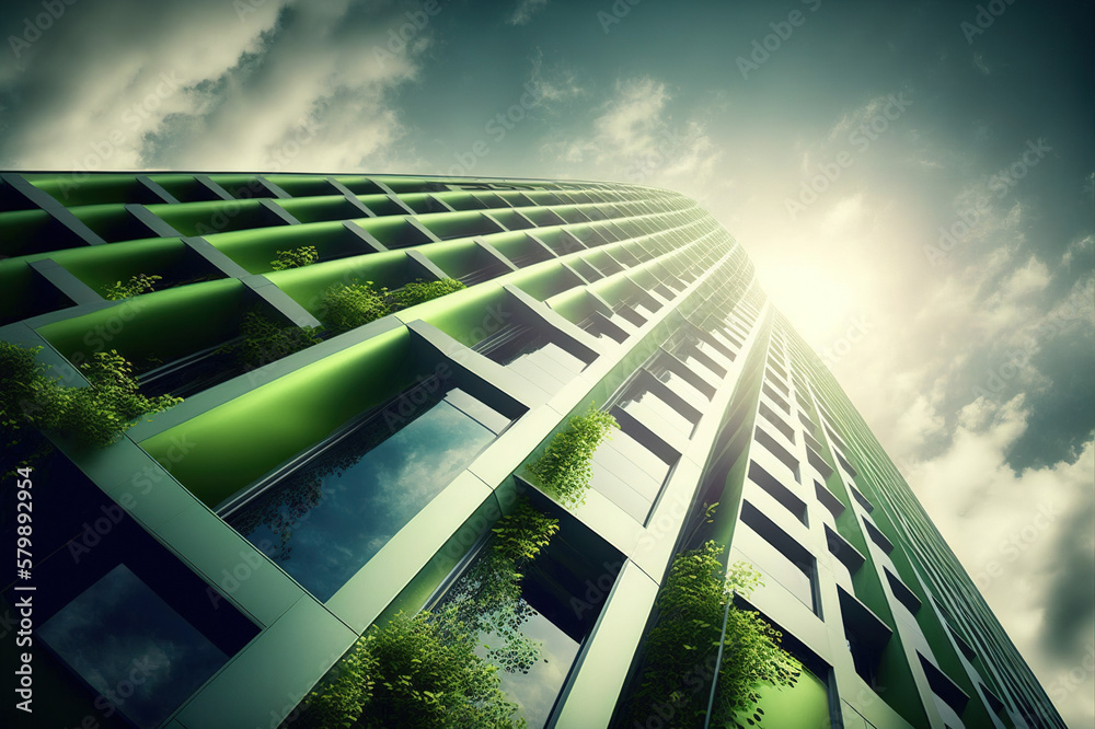 Eco-friendly green building with vertical garden design for ...