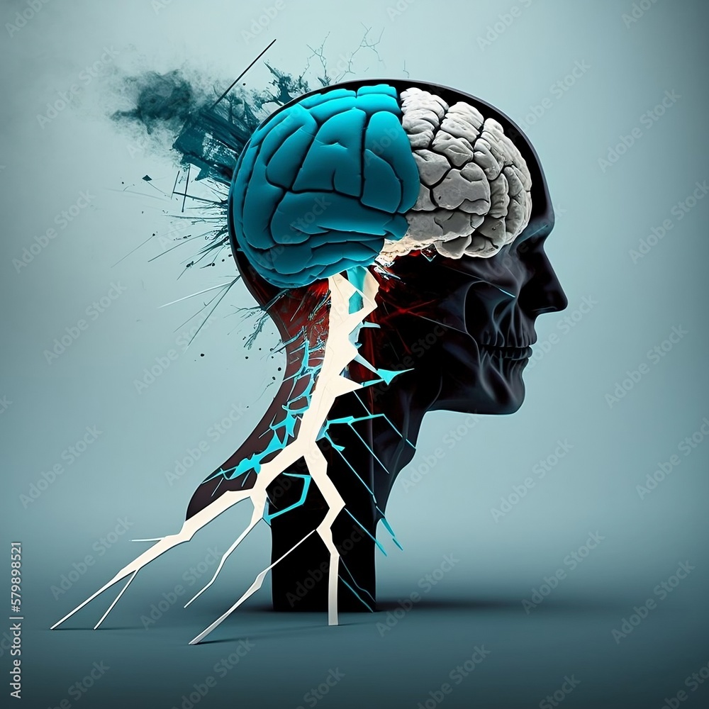 conceptual illustration of stroke, human brain, worldwide disease ...