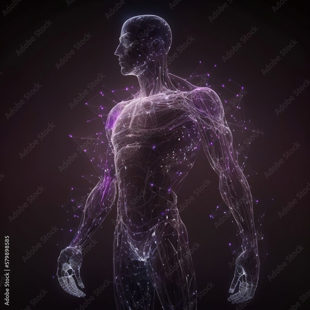 frame hologram constellation of a man, a man, body, generated in AI ...