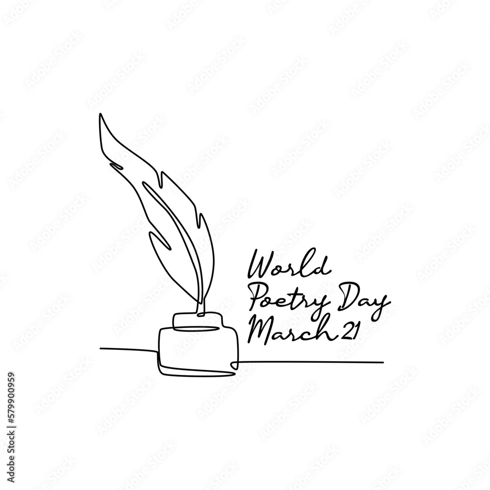 single line art of world poetry day good for world poetry day celebrate ...