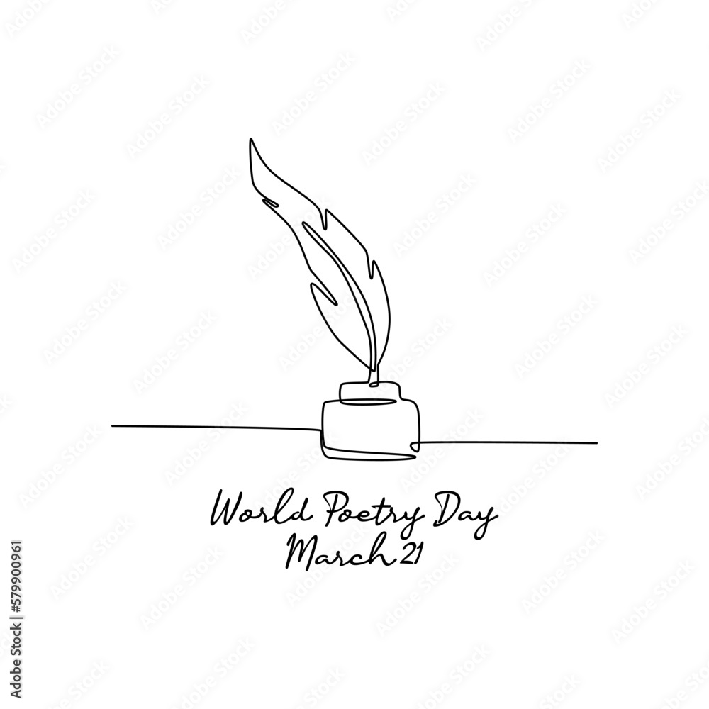 single line art of world poetry day good for world poetry day celebrate ...
