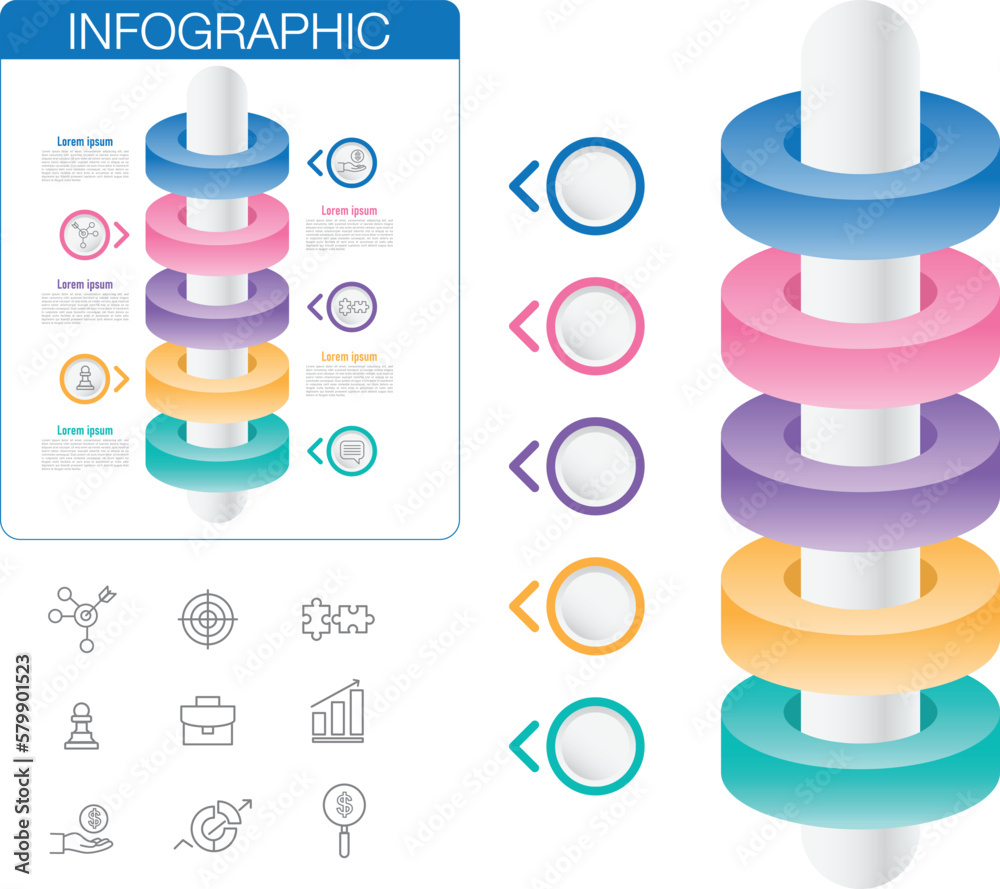 Vector Circle and Steps Template Modern Style Infographic Stock Vector ...